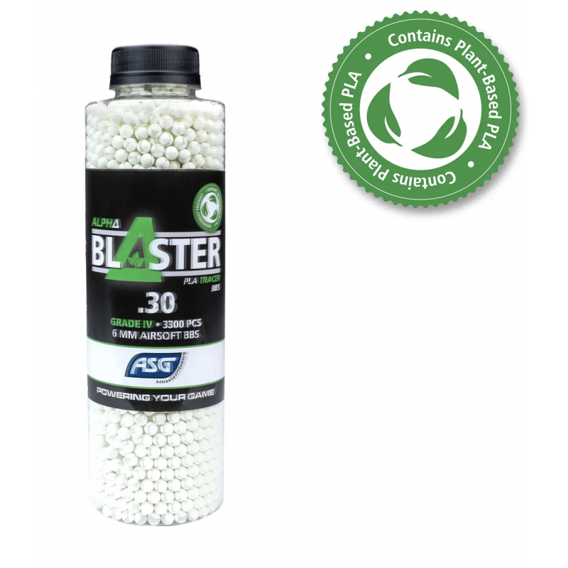 ALPHA BLASTER PLA - Billes Traçantes BIO 0,30gr X 3300 - Heritage Airsoft